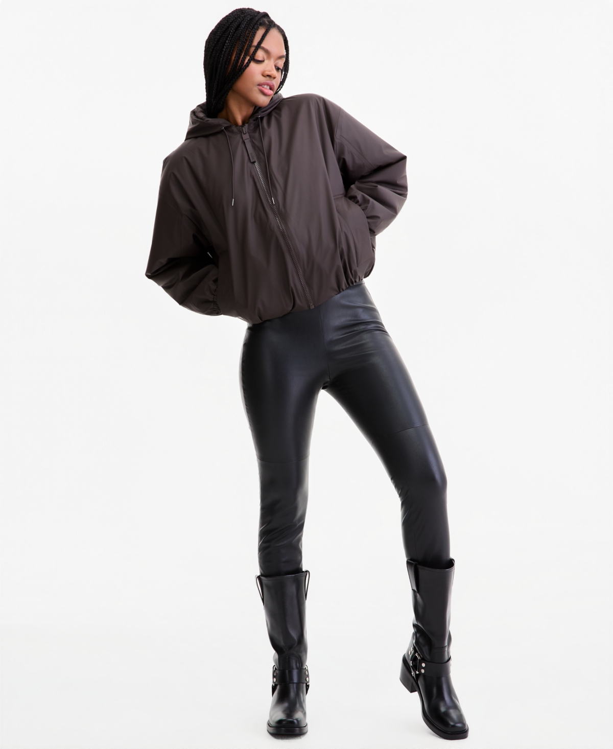 Click here for Rains Womens Lohja Cropped-Hooded Bomber Jacket -... prices