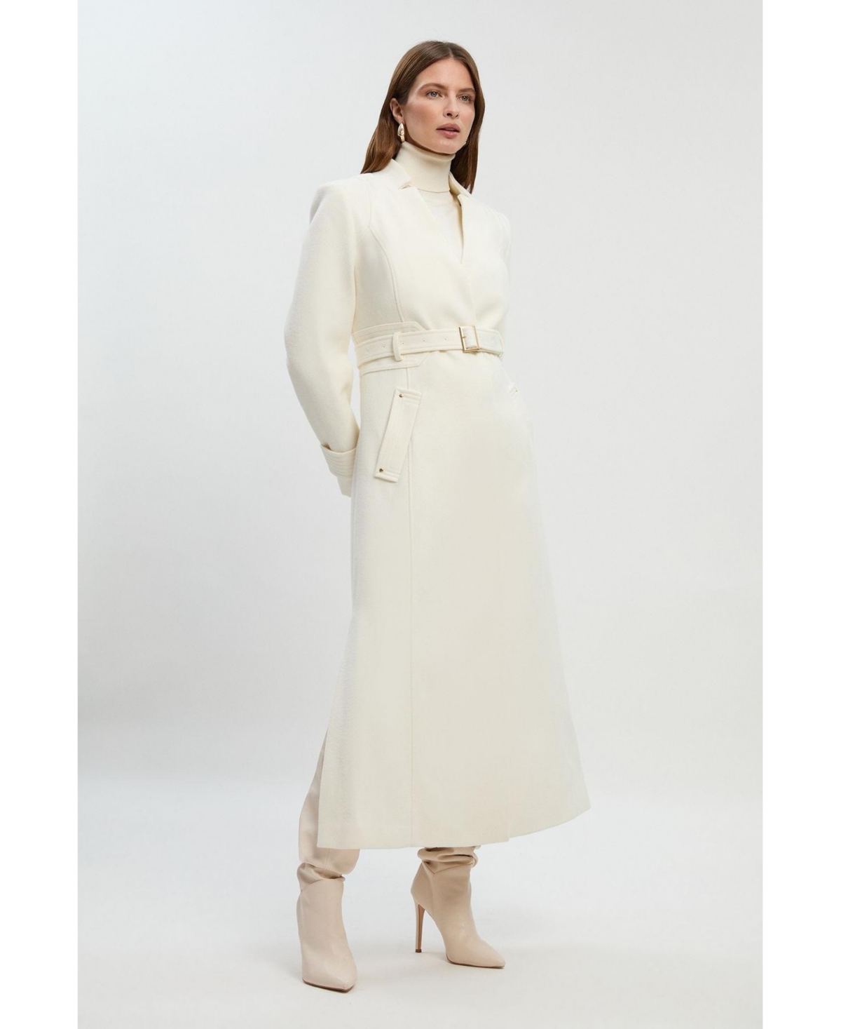 Click here for Karen Millen Womens Wool Notch Neck Belted Maxi Co... prices