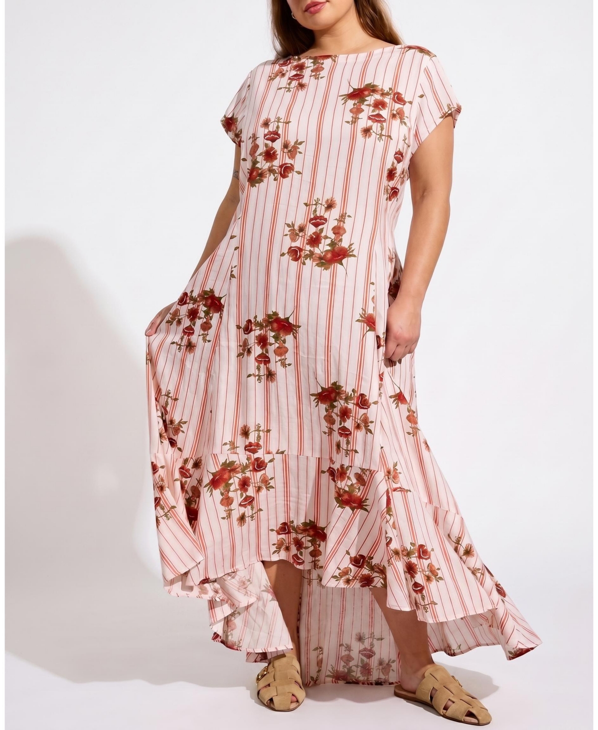 Click here for Universal Standard Plus Size Sunset Linen Flounce... prices