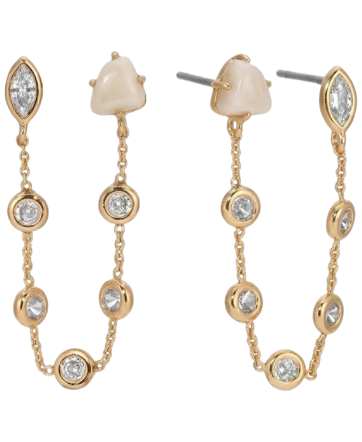 Click here for Ettika Double Piercing Turquoise Earrings - Bone prices