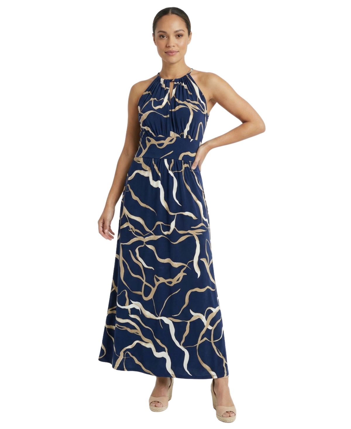 Click here for Londo Times Womens Halter Neck Maxi Dress - NAVY/T... prices