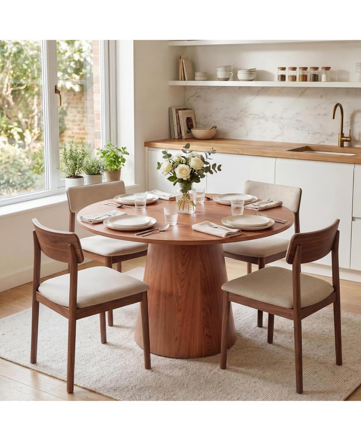 Click here for gaomon 43 Round Dining Table for 4-6 People  Woode... prices