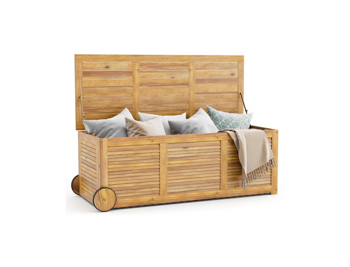 Click here for sumyeg Rolling Patio Wooden Deck Box with 2 Wheels... prices