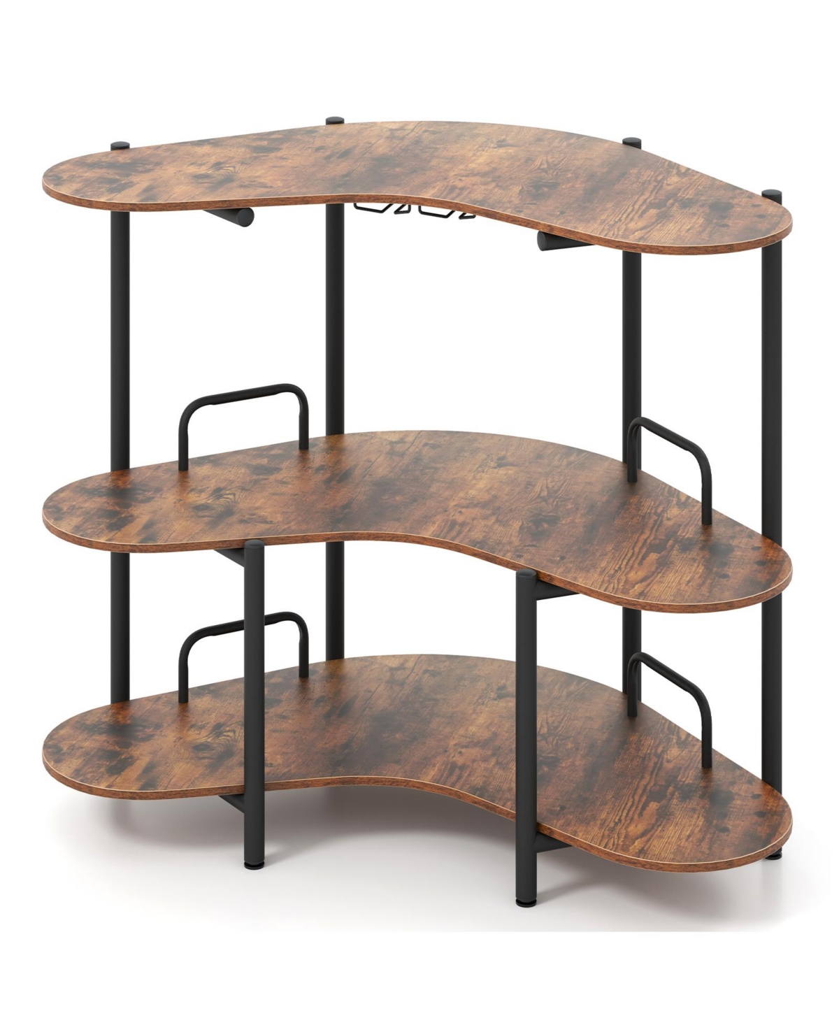 Click here for Gouun 3-Tier Liquor Bar Table with Stemware Rack a... prices