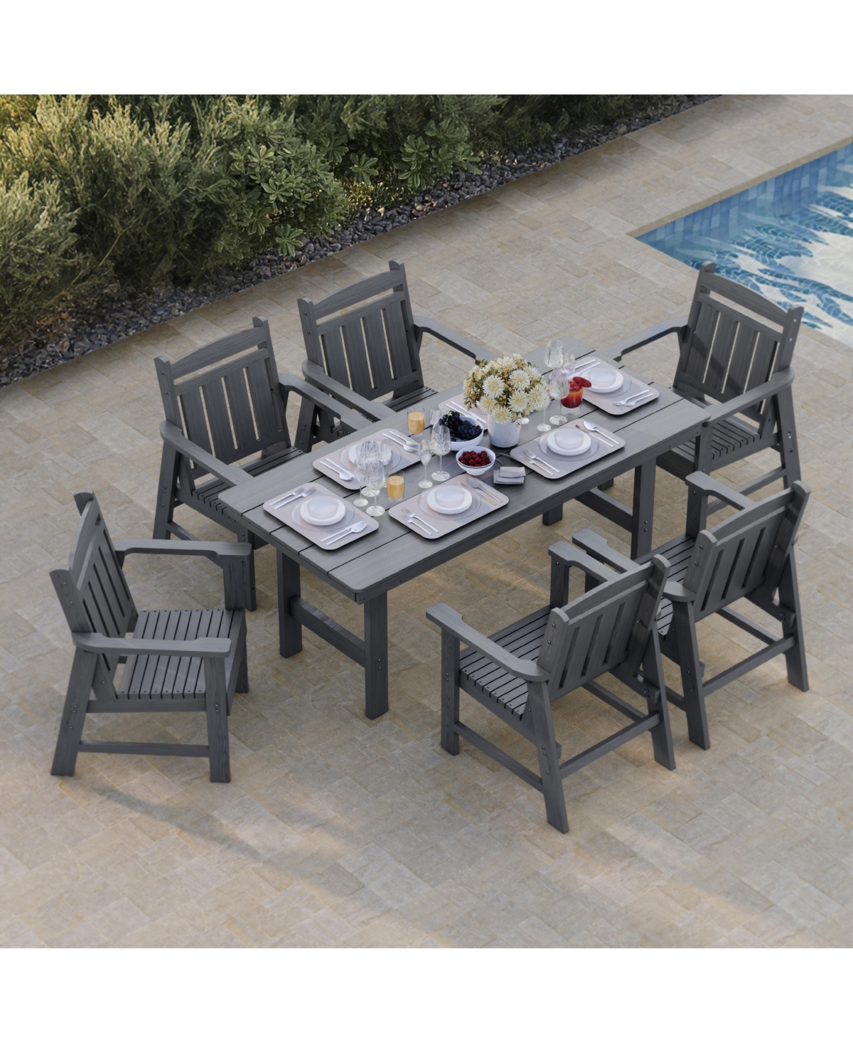 Click here for Mega Casa 7-Piece Hdpe Patio Dining Set  Poly Lum... prices