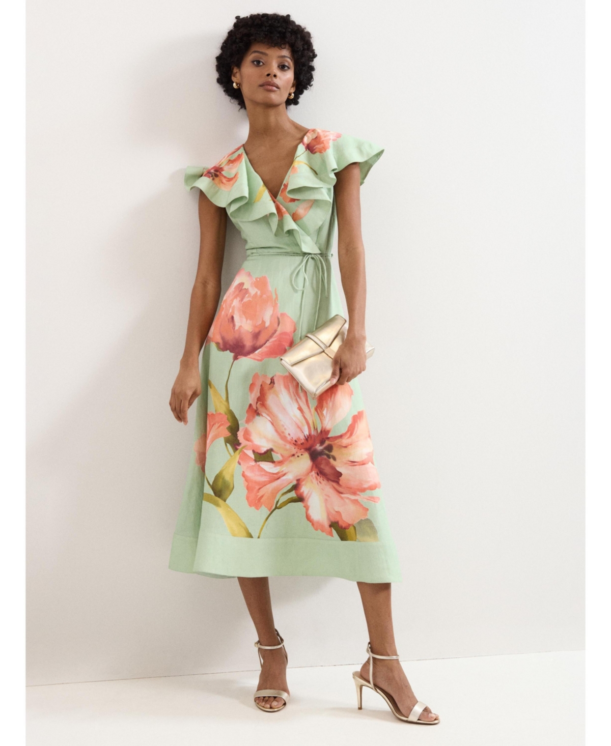 Click here for Phase Eight Womens Matilda Ruffle V-Neck Floral Dr... prices
