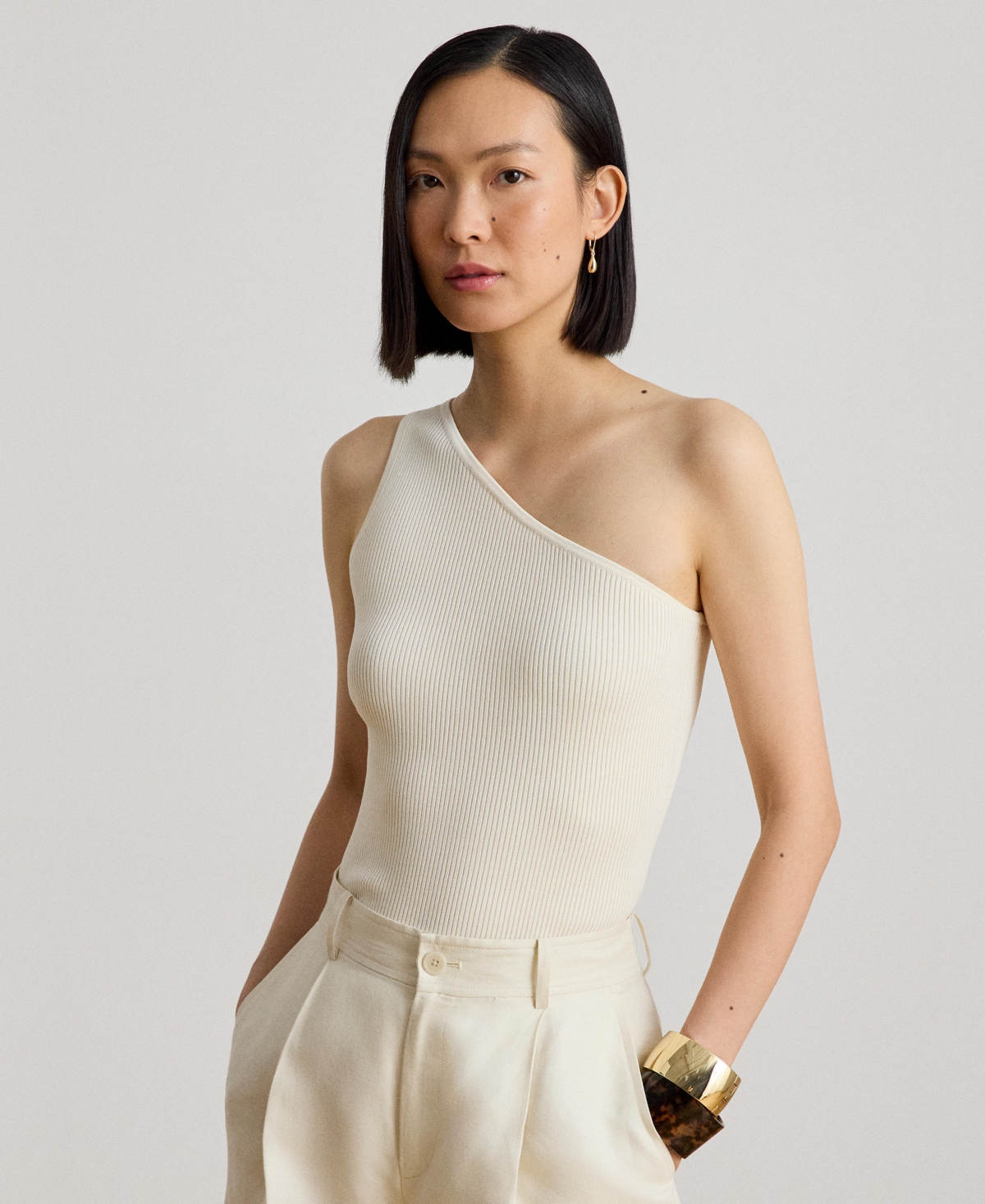 Click here for Lauren Ralph Lauren Womens Rib-Knit One-Shoulder S... prices
