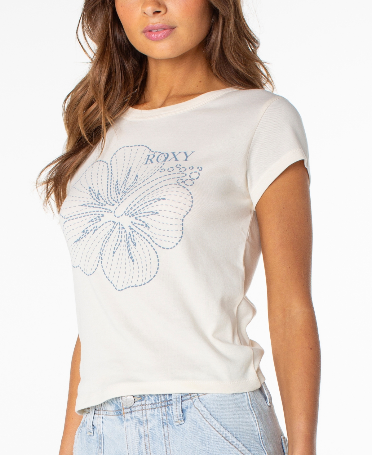 Click here for Roxy Womens Stitched Bloom Crewneck T-Shirt - Egre... prices