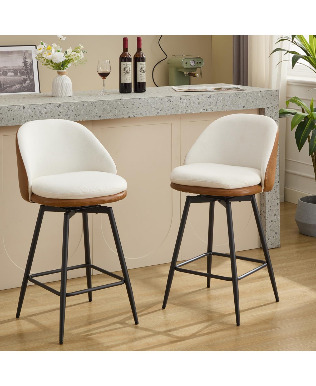 Click here for gaomon Modern Swivel Counter Height Bar Stools Set... prices