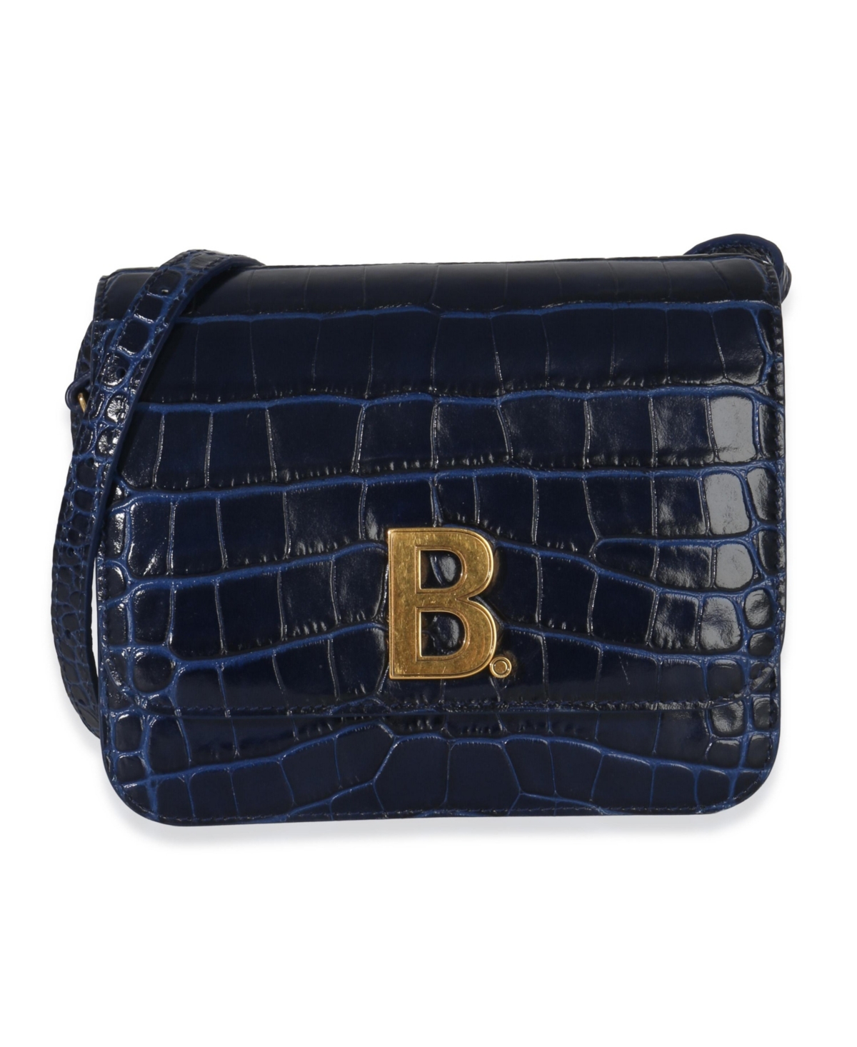 Click here for Pre-Owned Balenciaga B. Navy Croc Small Shoulder B... prices