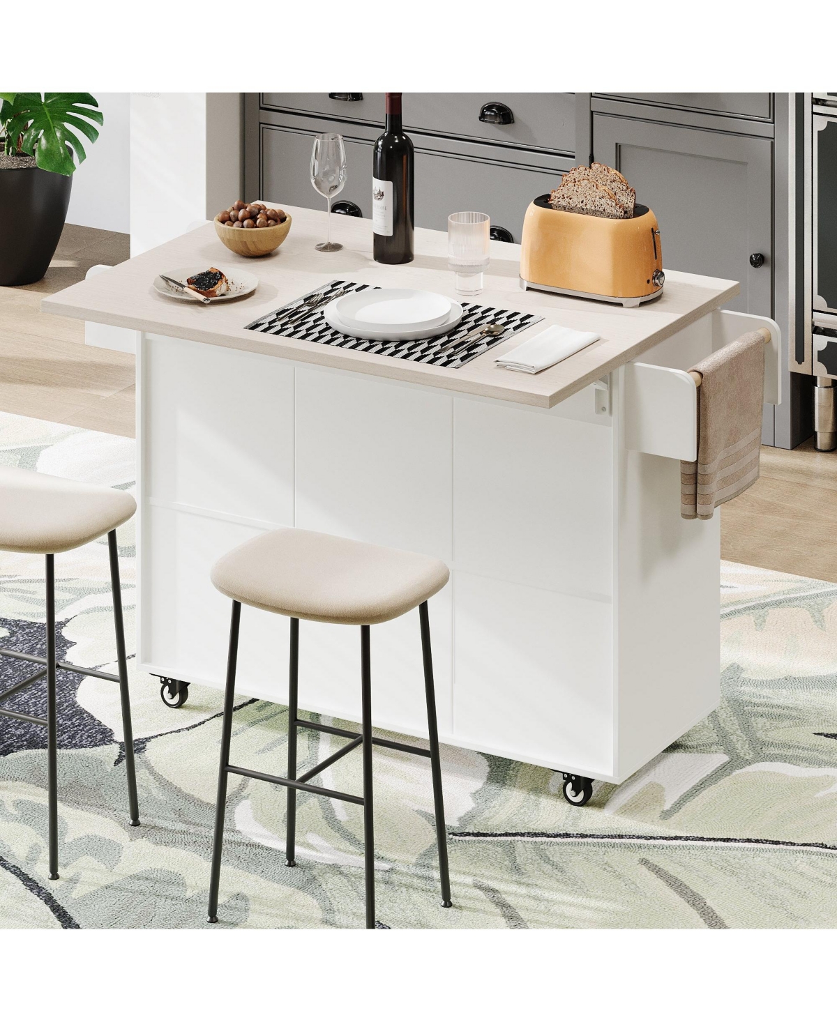 Click here for Clihome Mobile Kitchen Island Cart Foldable Top  C... prices