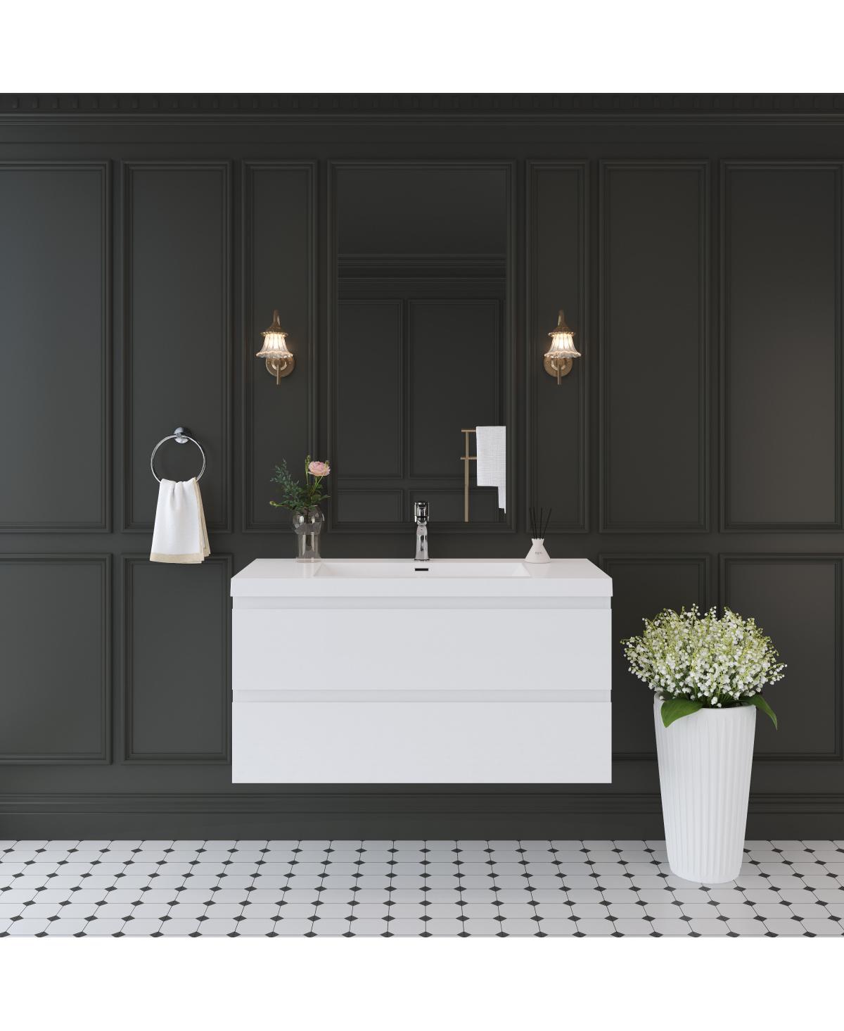 Click here for Sillysis Inch Glossy Wall Mounted Bathroom Vanity... prices