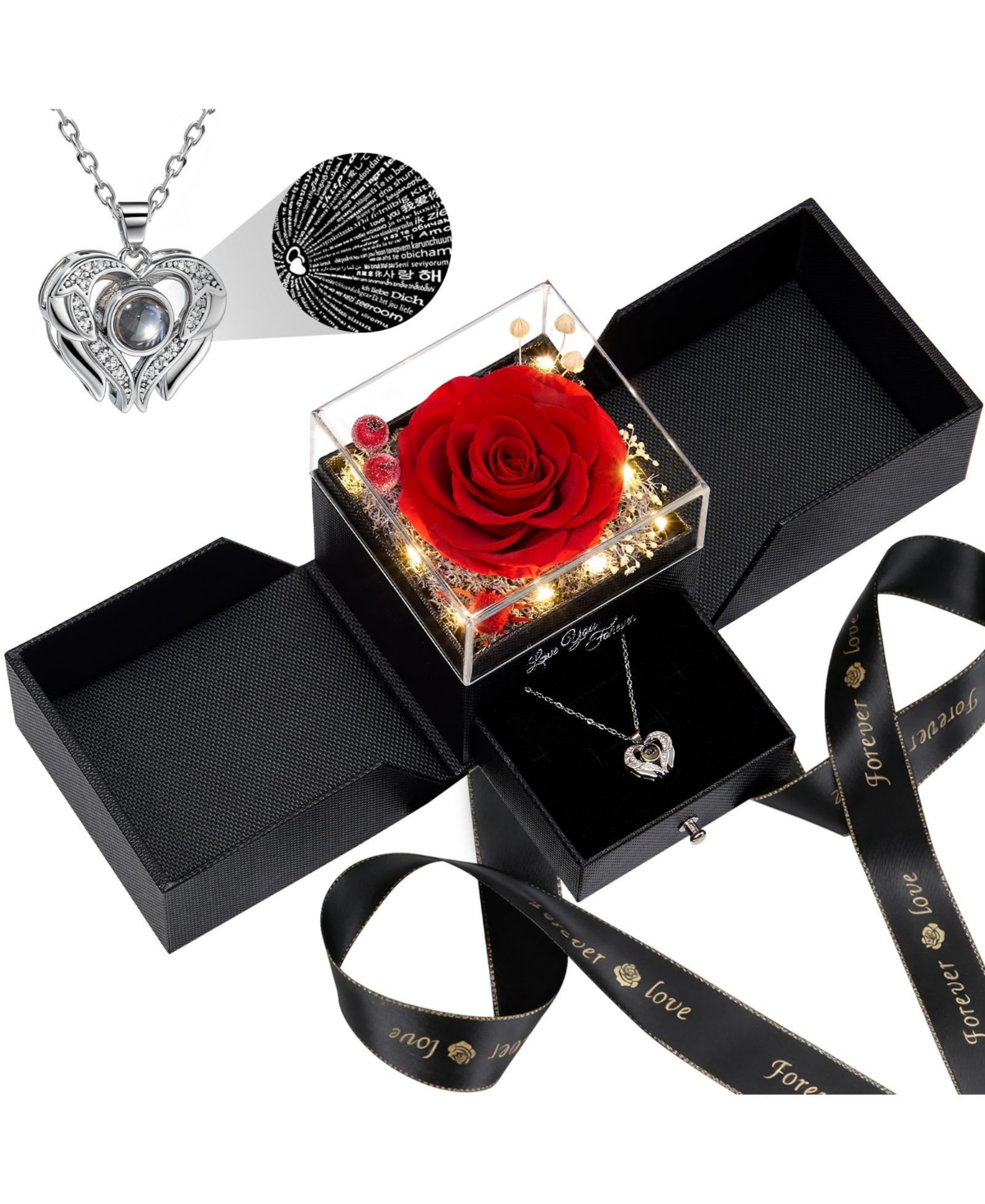 Click here for Gnuadz Preserved Roses With Love Necklace Gift - R... prices
