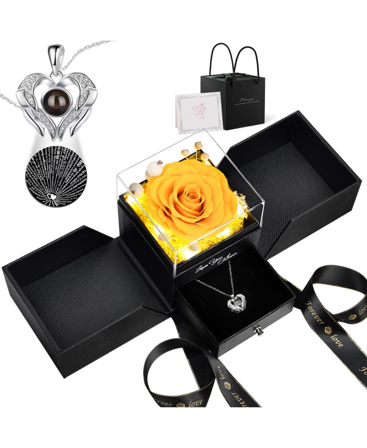 Click here for Gnuadz Preserved Roses With Love Necklace Gift - Y... prices