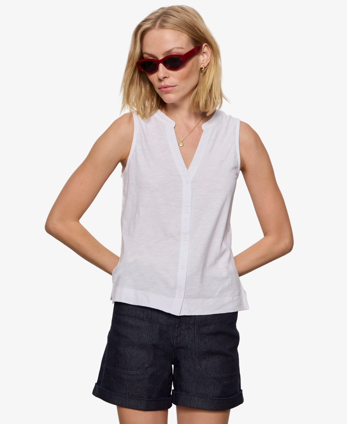Click here for Sanctuary Womens V-Neck Tank Top - White prices