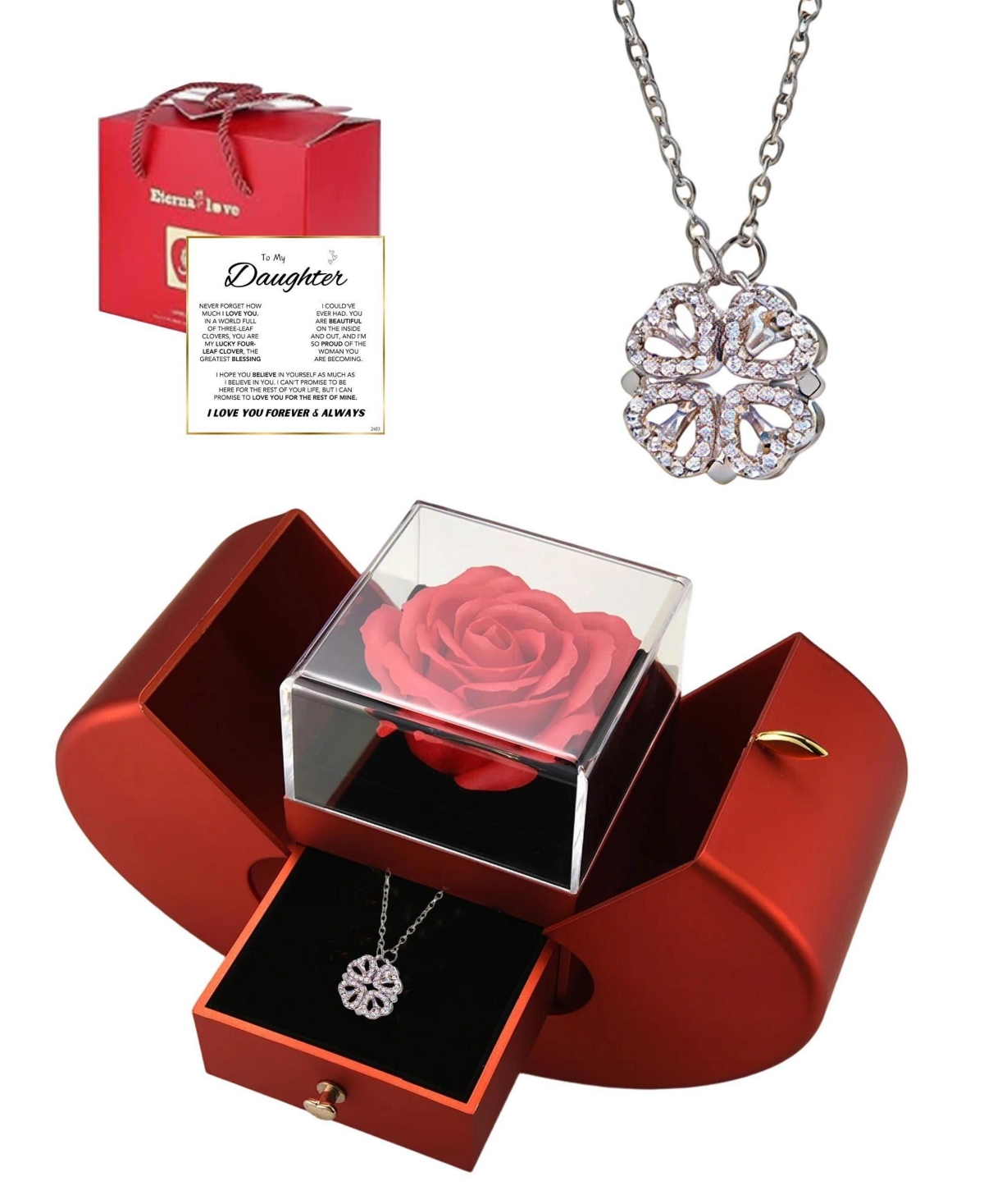 Click here for Gnuadz Preserved Rose Necklace Daughter Gift - Sil... prices