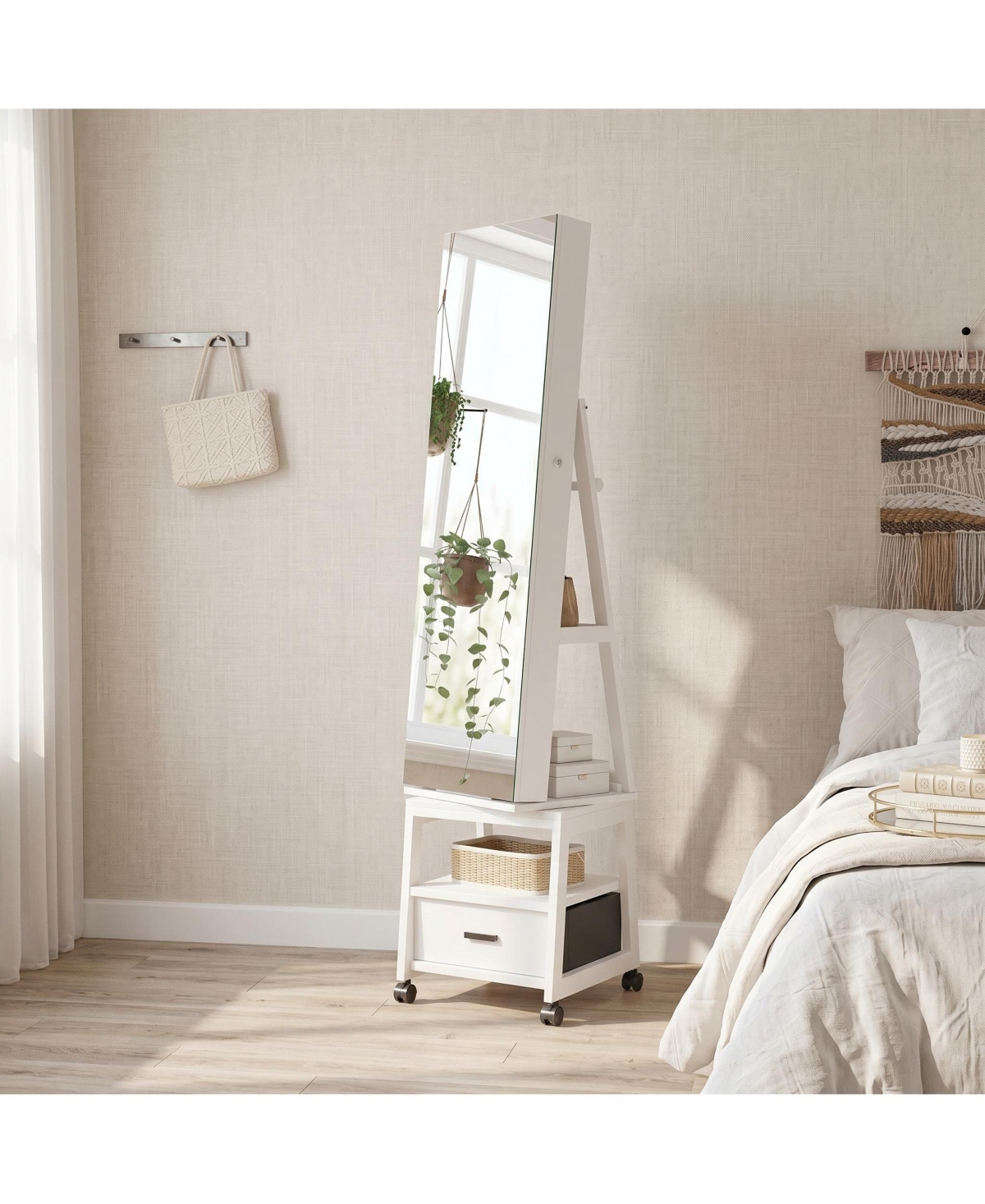 Click here for homfan Standing Jewelry Armoire with Full-Length M... prices