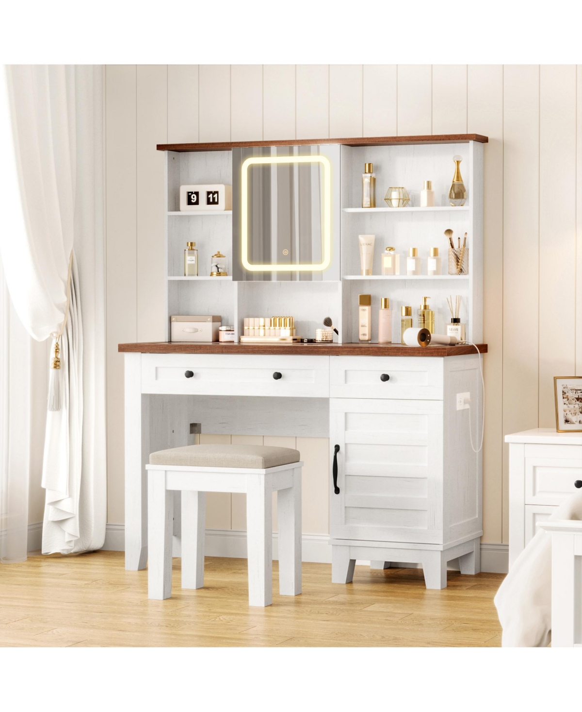 Click here for gaomon 42 Farmhouse Makeup Vanity Set with Lighted... prices