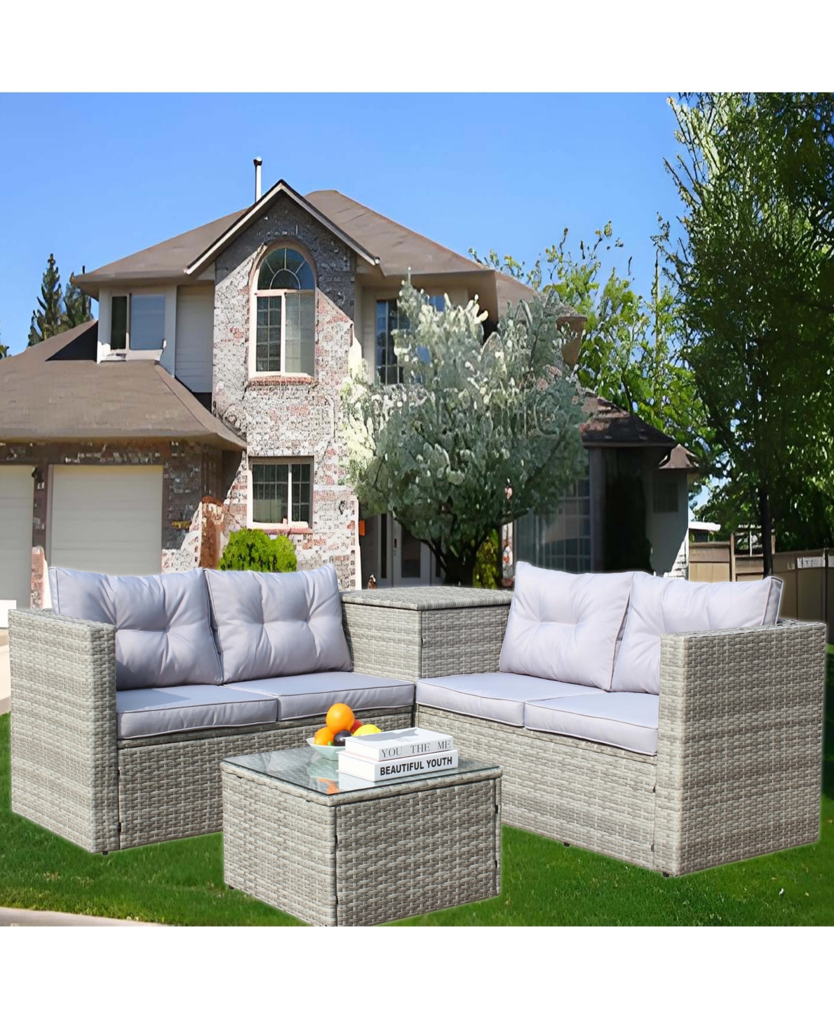 Click here for Clihome 4-Piece Outdoor Pe Rattan Patio Furniture... prices