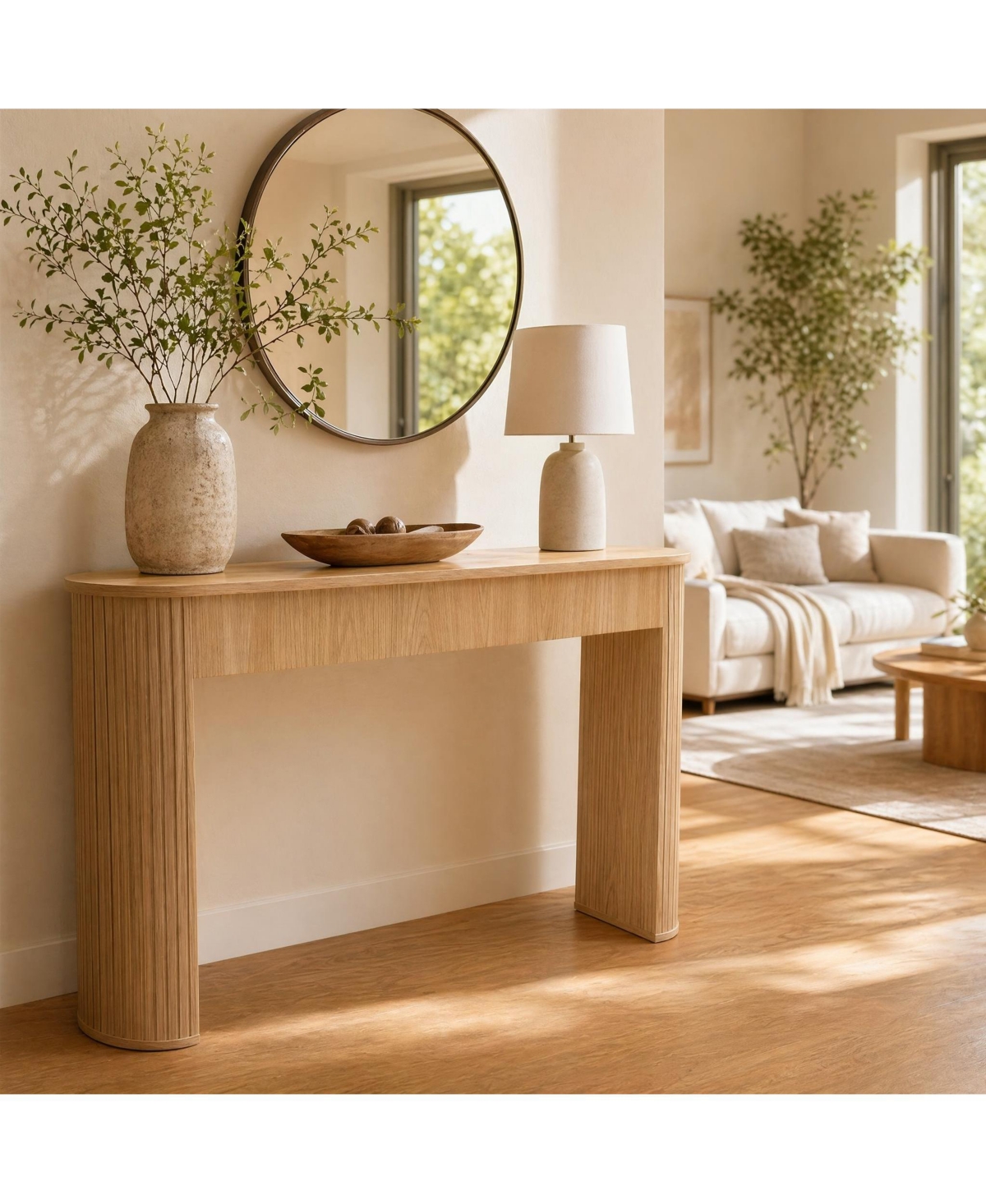Click here for homfan Fluted Console Table  Oval-Top Entryway Sof... prices