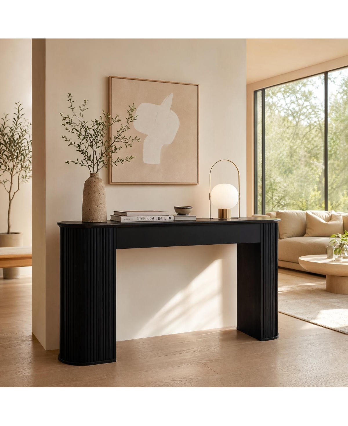 Click here for homfan Fluted Console Table  Oval-Top Entryway Sof... prices