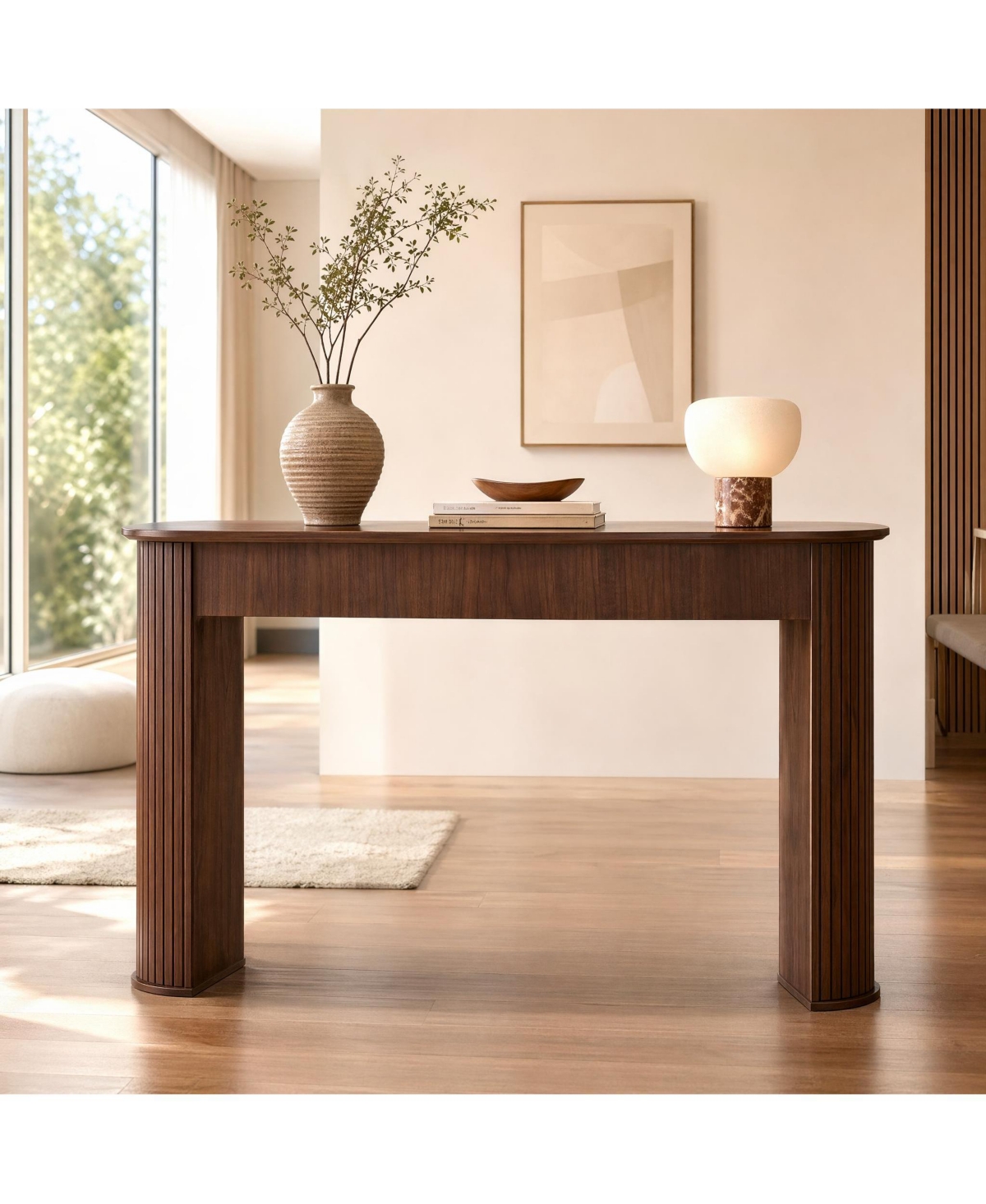 Click here for homfan Fluted Console Table  Oval-Top Entryway Sof... prices