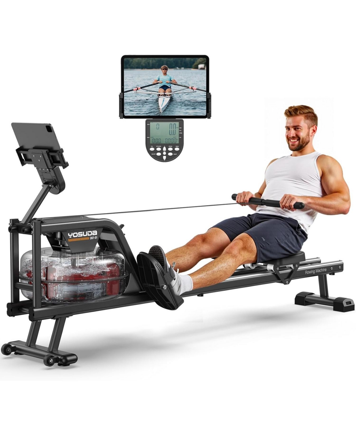 Click here for Fed Fitness Dual Rail Water Rower for Home Use  Bl... prices