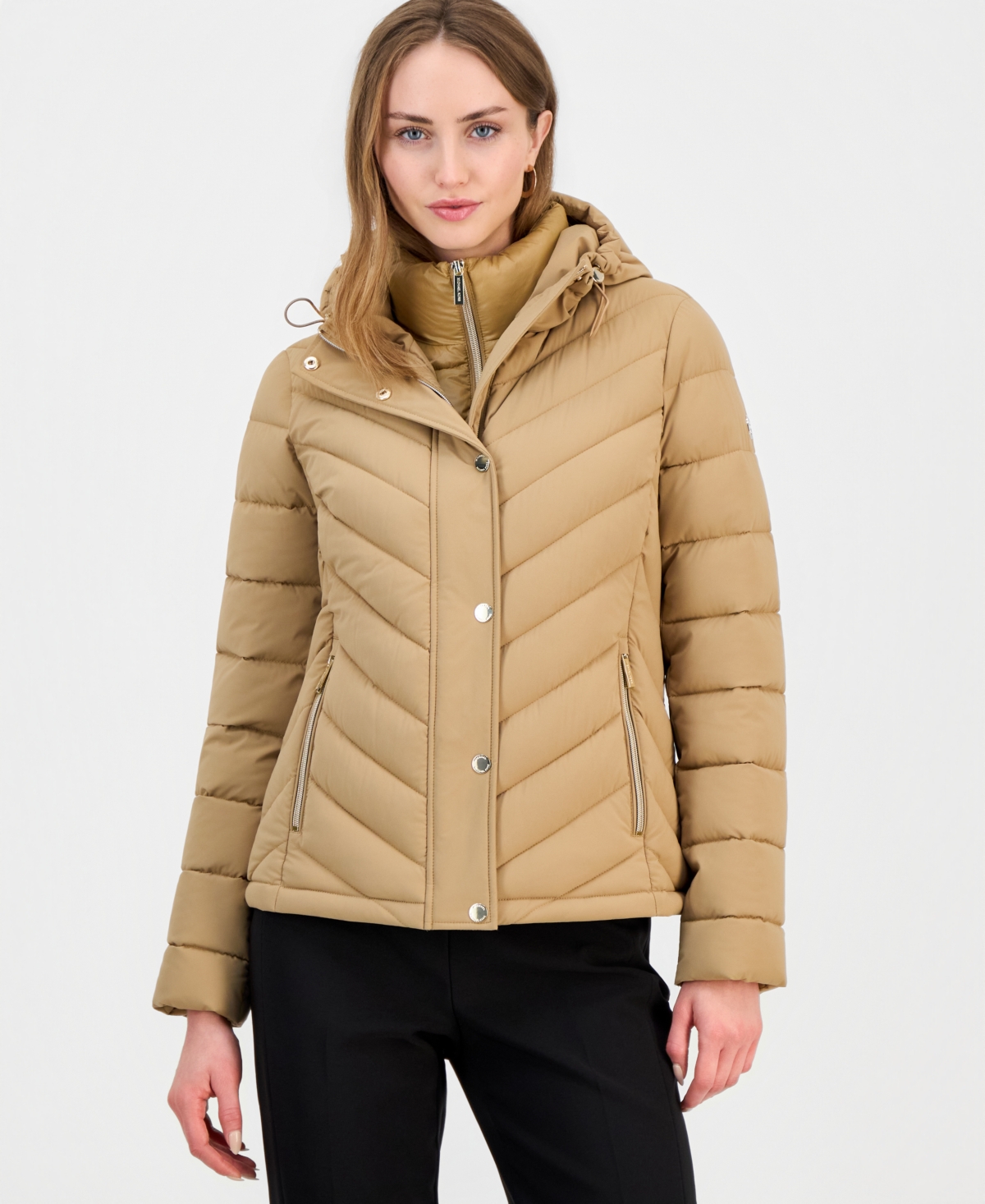 Click here for Womens Hooded Bibbed Packable Puffer Coat - Dk Cam... prices