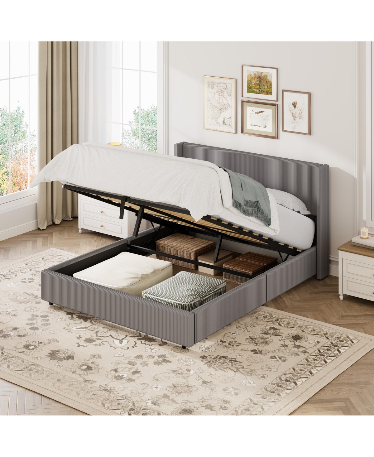 Click here for gaomon Lift Up Storage Bed Frame â Corduroy Upho... prices