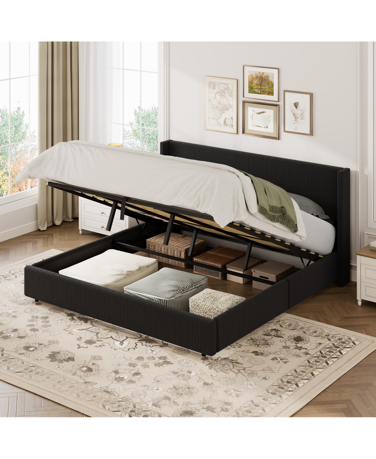 Click here for gaomon Lift Up Storage Bed Frame - Corduroy Uphols... prices