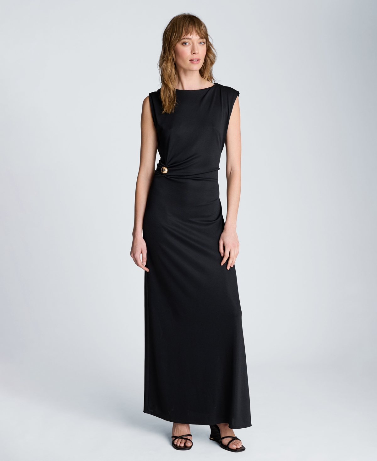 Click here for Kenneth Cole Womens Waist Drape Maxi Dress - Black prices