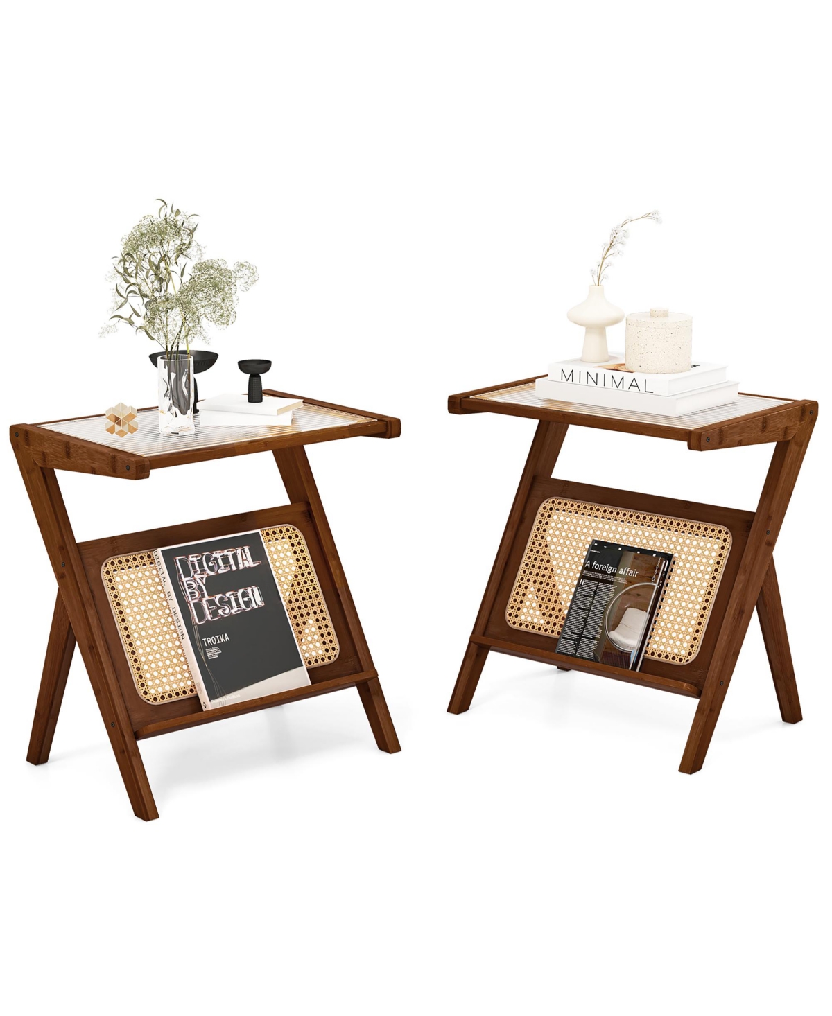 Click here for Gymax 2 Pieces Boho End Table with Magazine Rack V... prices