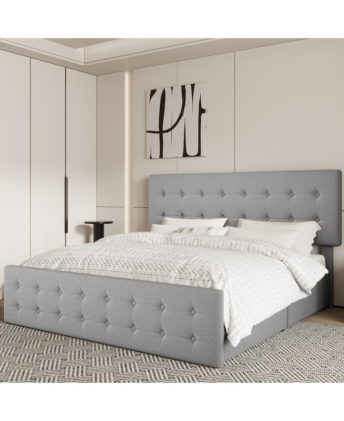 Click here for Homfan Upholstered Platform Bed Frame with 4 Stora... prices