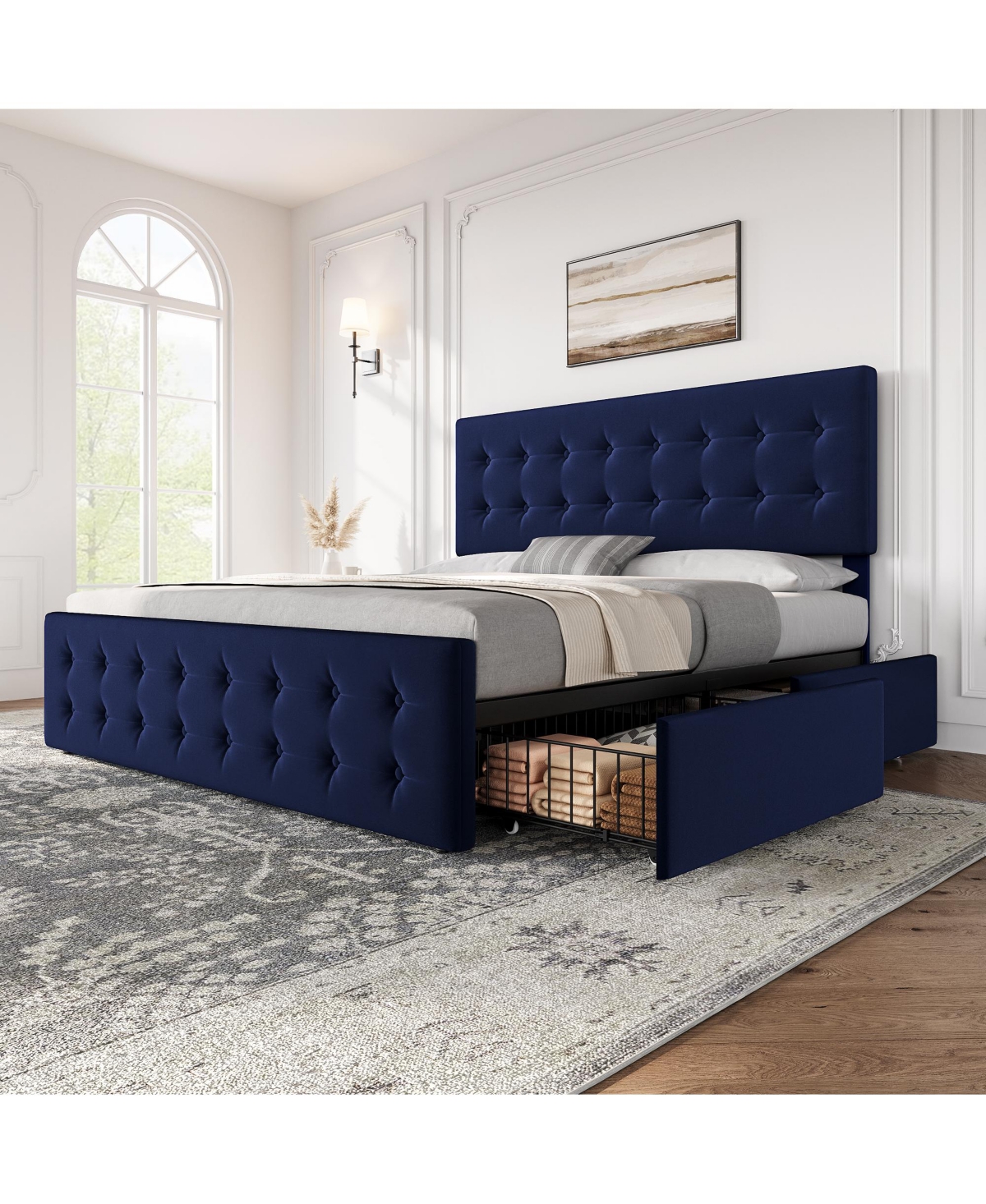 Click here for Homfan Upholstered Platform Bed Frame with 4 Stora... prices