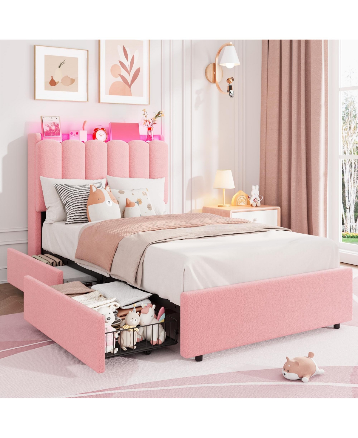 Click here for homfan Upholstered Platform Bed Frame with Led Sto... prices