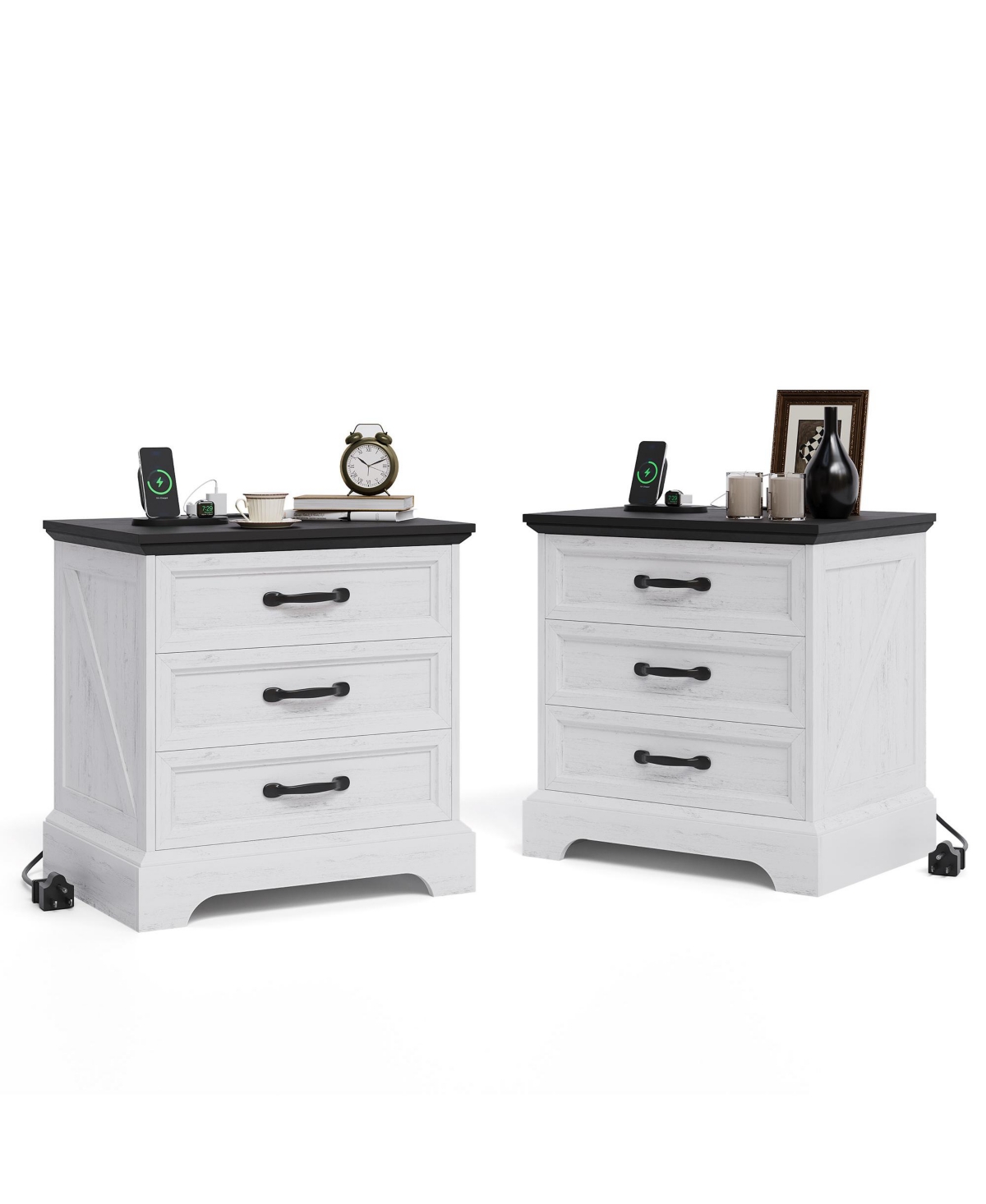 Click here for homfan Farmhouse Bedside End Table with Built-in C... prices