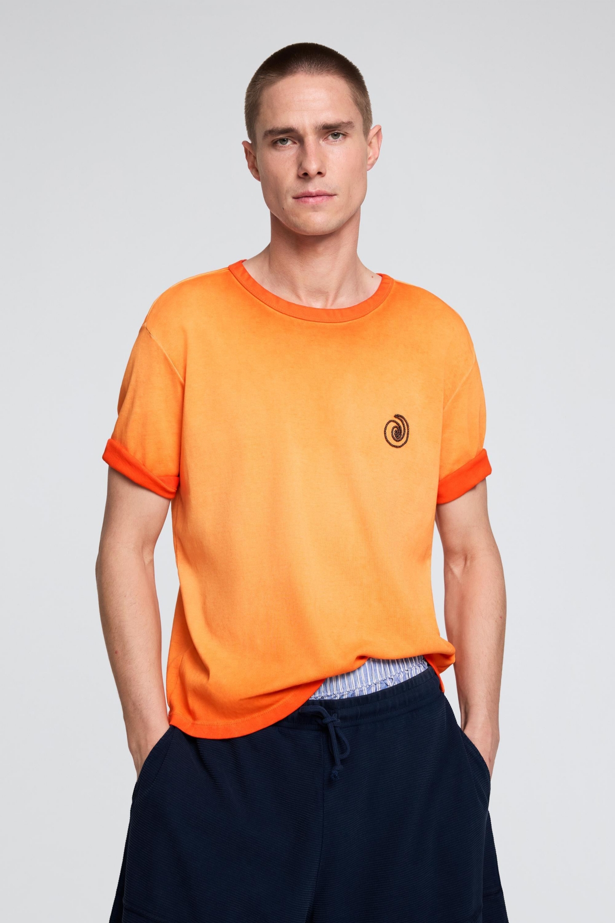 Click here for Desigual Mens Gradient knit T-shirt - Orange prices