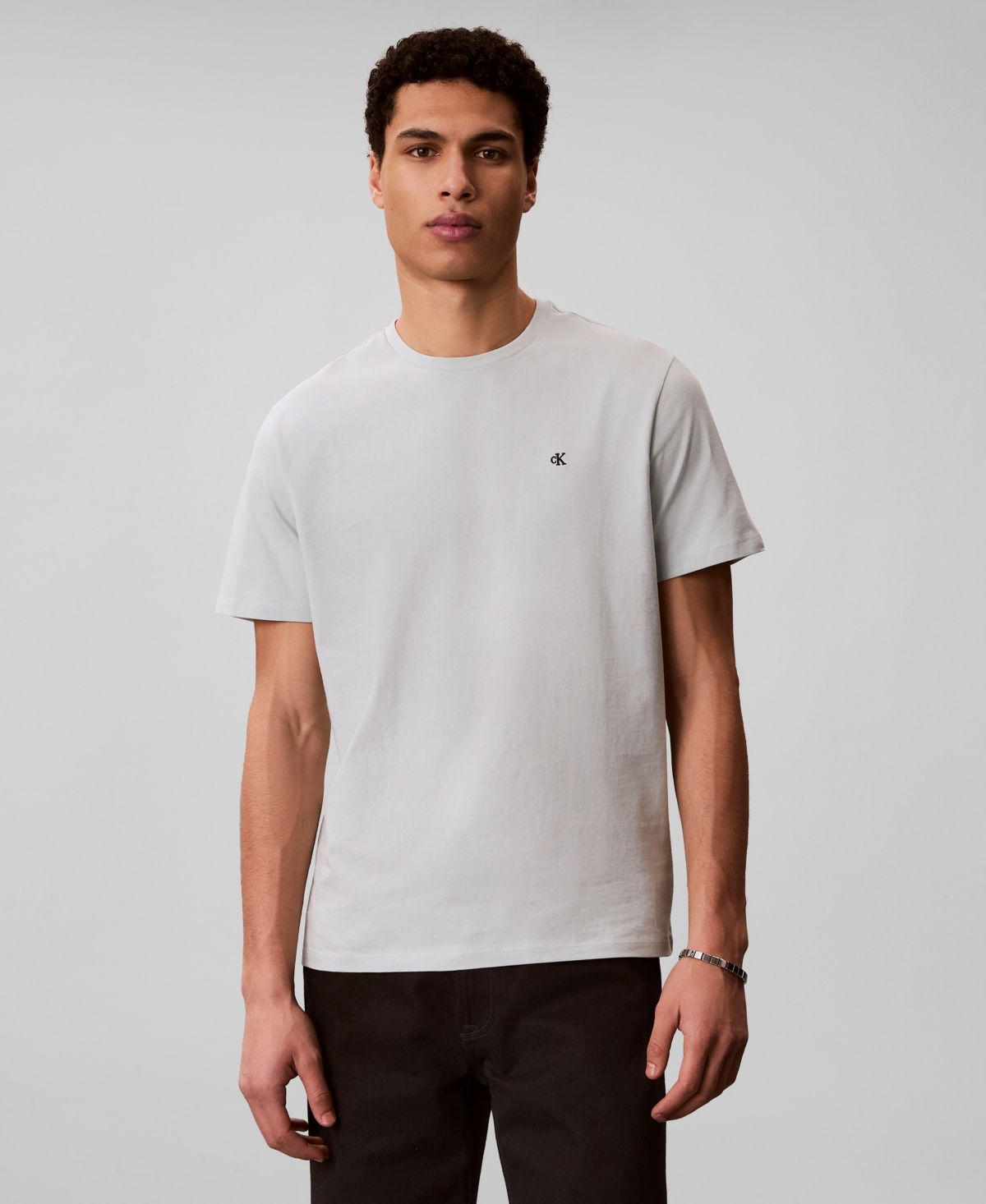 Click here for Calvin Klein Mens Solid Crewneck T-Shirt - Pale Me... prices
