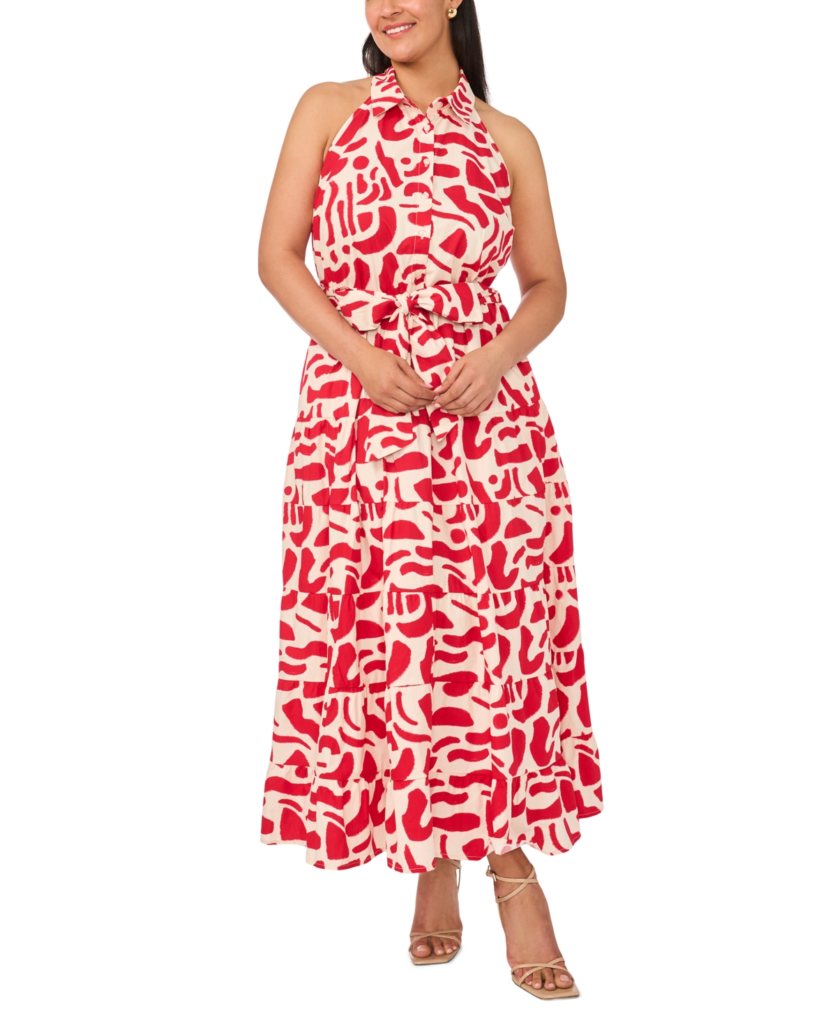 Click here for Msk Plus Size Printed Collared Neck Sleeveless Max... prices