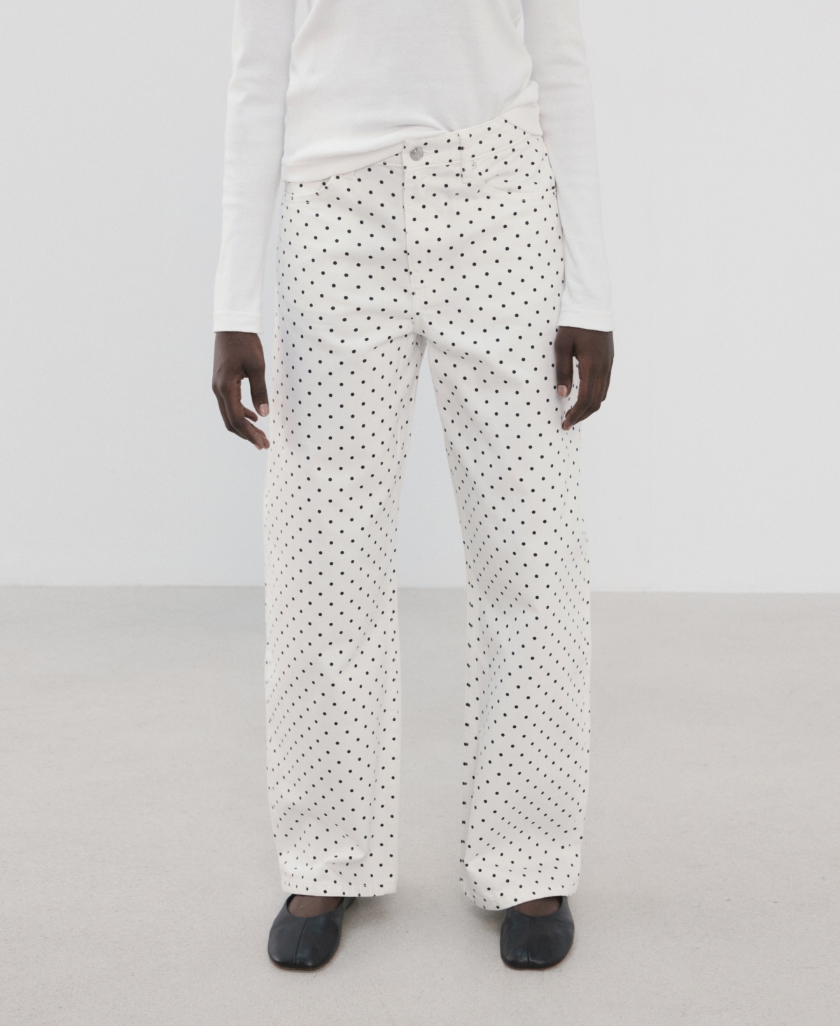 Click here for Mango Womens Polka Dot Balloon Jeans - White prices
