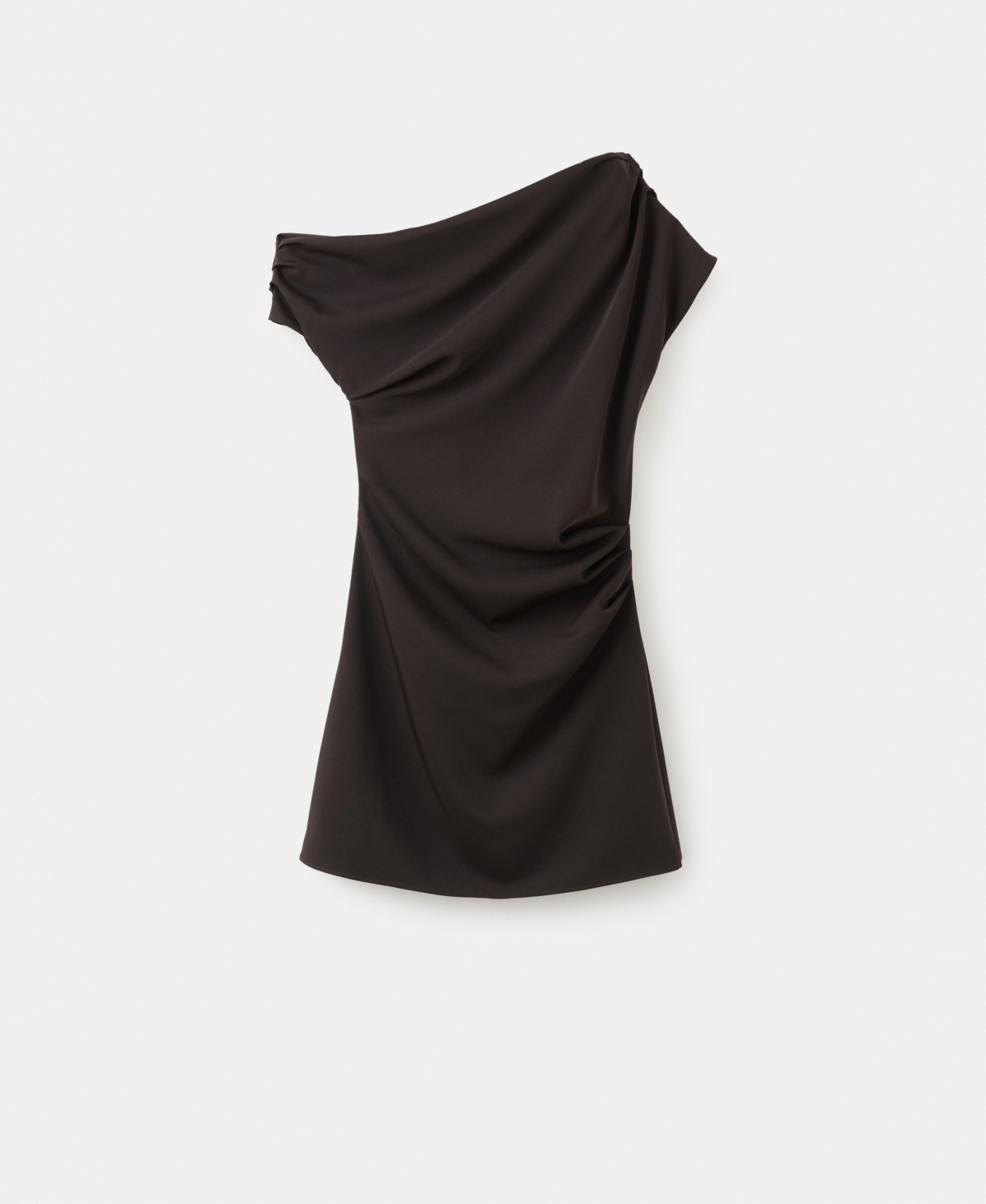 Click here for Mango Womens Asymmetrical Pleated Dress - Brown prices