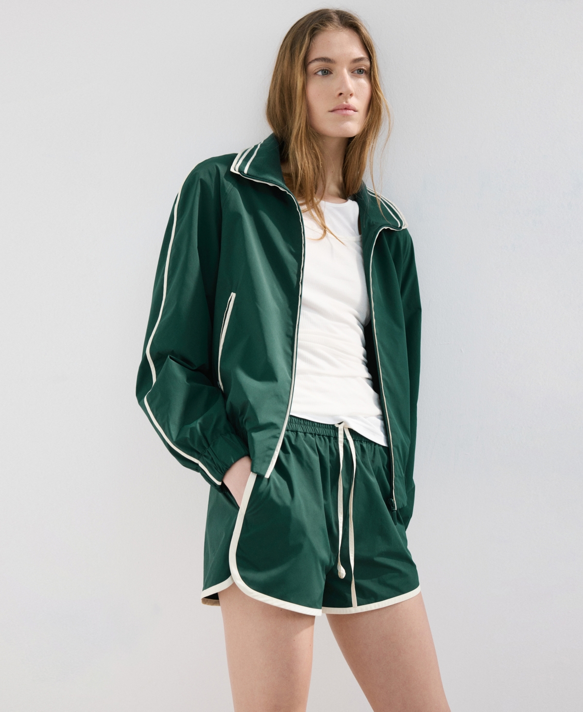 Click here for Mango Womens Contrasting Trim Shorts - Green prices