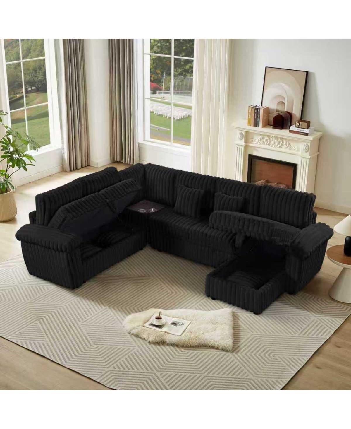 Click here for Streamdale Furniture 110 U-Shaped Corduroy Sofa wi... prices