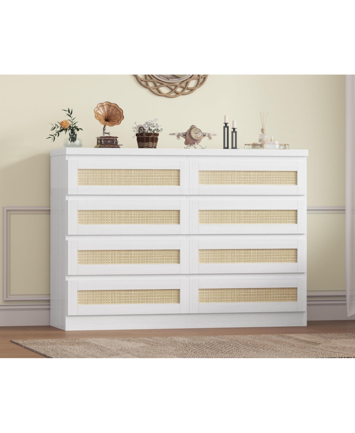 Click here for gaomon 8 Drawer Rattan Dresser for Bedroom  Double... prices