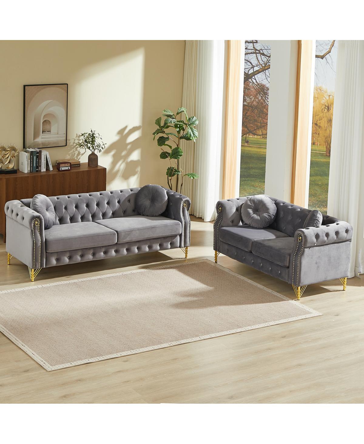 Click here for Streamdale Furniture Velvet Chesterfield Sofa with... prices