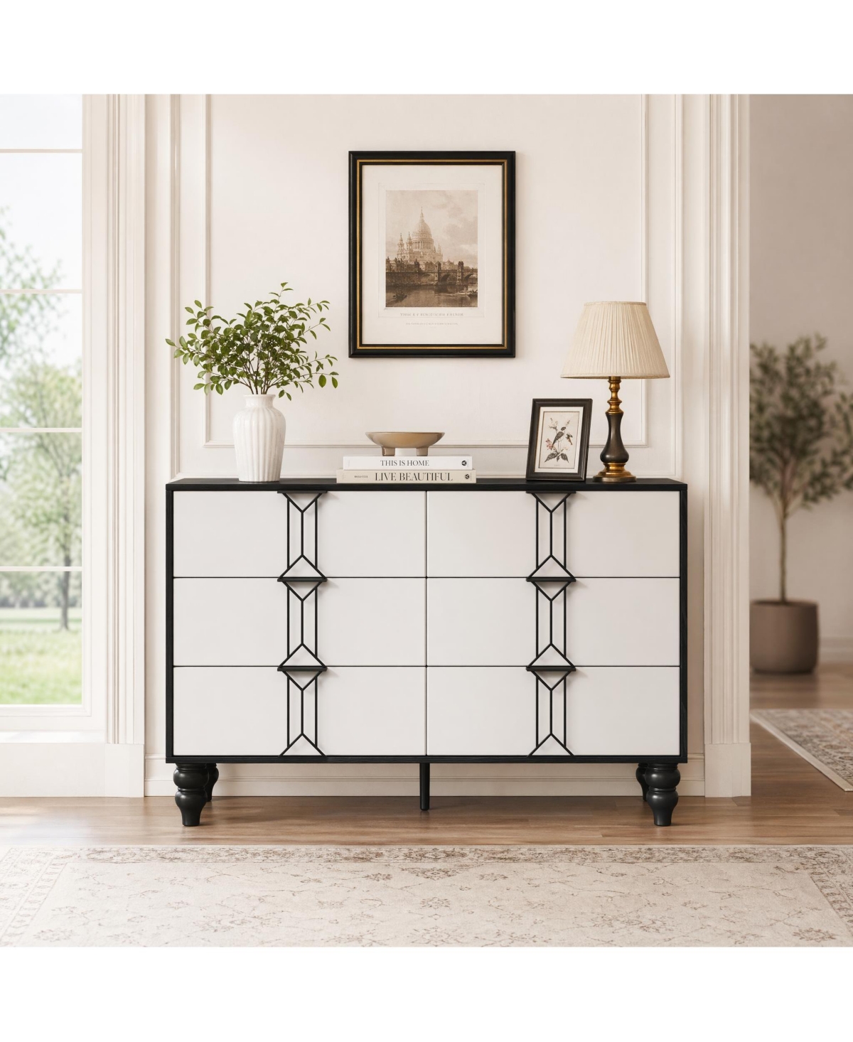 Click here for homfan 6 Drawers Dresser  Modern Wooden Tall Dress... prices