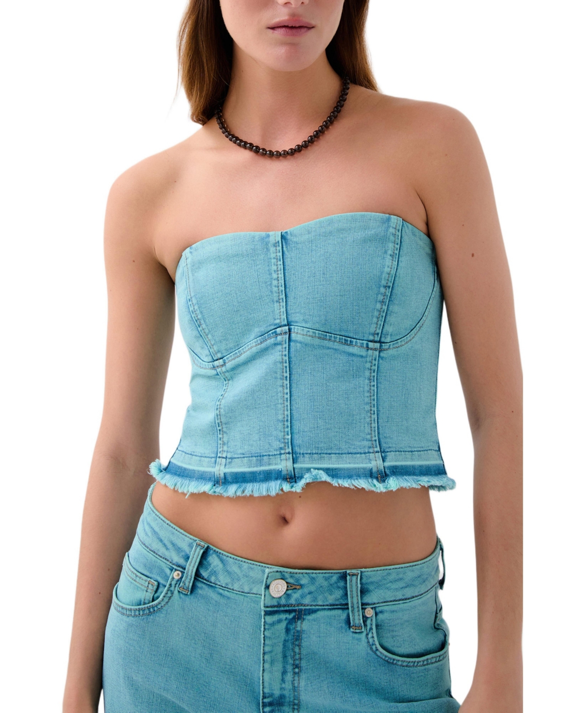 Click here for Scalpers Womens Ques Corse Denim Top - Turquoise/a... prices