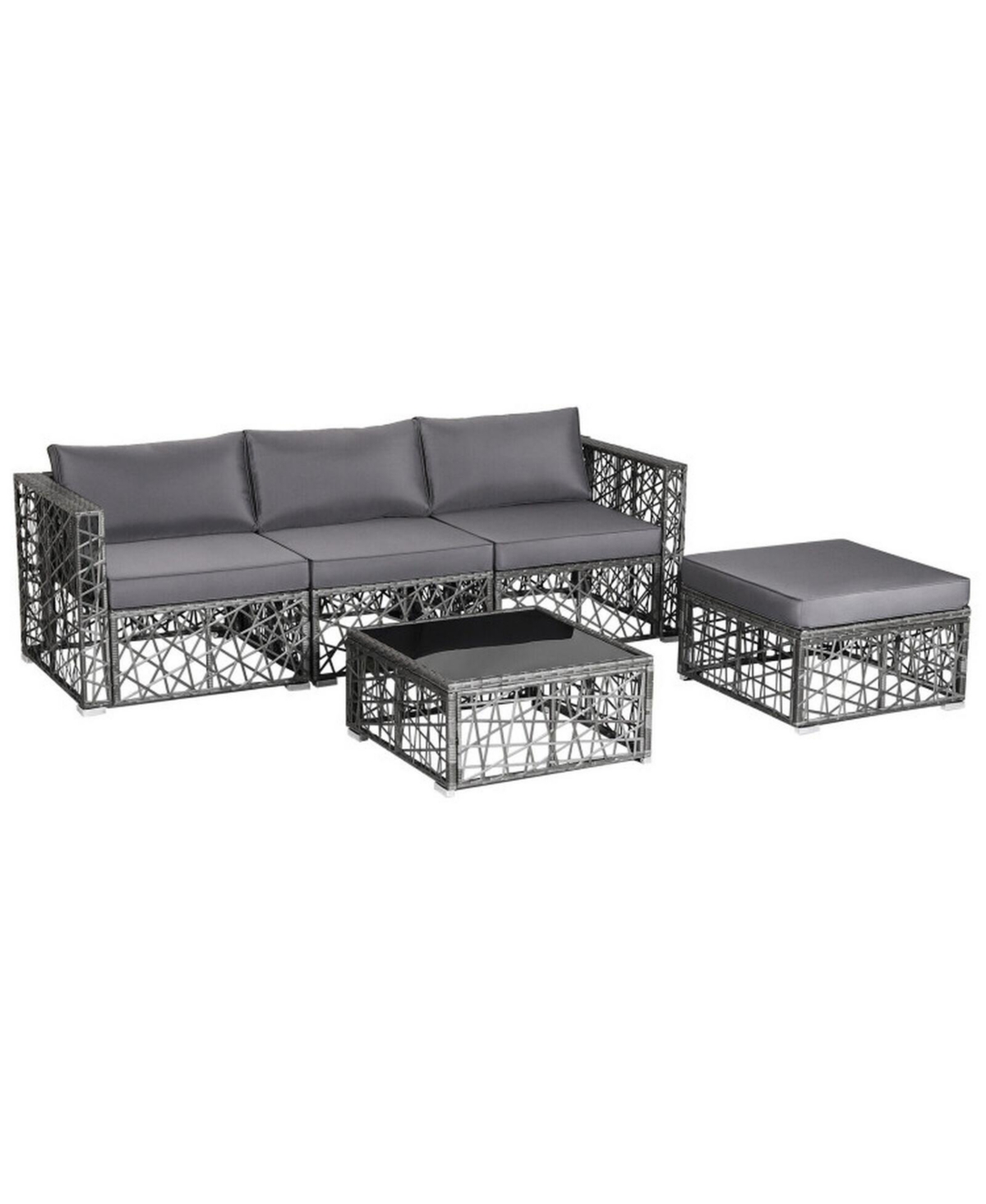 Click here for Gouun 5 Piece Outdoor Pe Wicker Sectional Conversa... prices