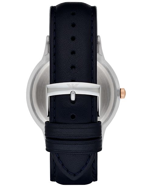 Emporio Armani Men's Blue Leather Strap Watch 43mm AR2506 & Reviews ...