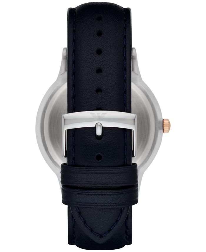 Emporio Armani Men's Blue Leather Strap Watch 43mm AR2506 - Macy's